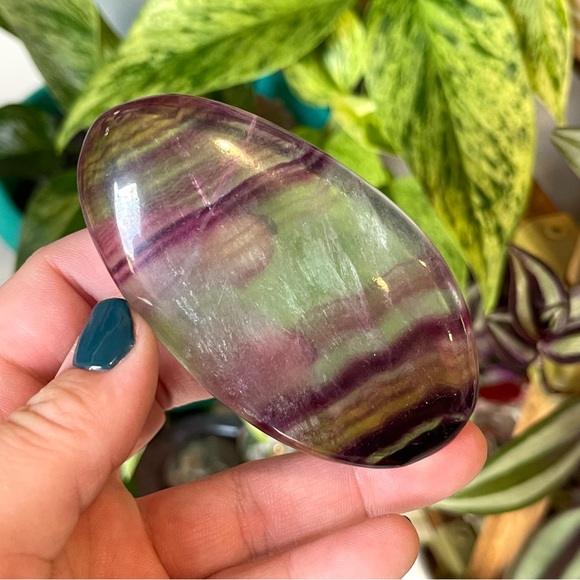 Accents | Banded Candy Fluorite Stress Relief Crystal Palm Stone | Poshmark
